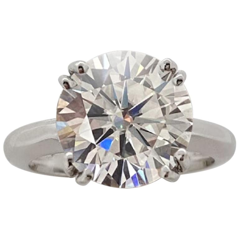 GIA Certified 5 Carat Round Brilliant Cut Diamond Platinum Solitaire ...