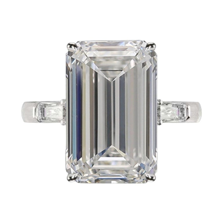 GIA Certified 5 Carat Emerald Cut Diamond Ring Very Long Ratio F Color ...