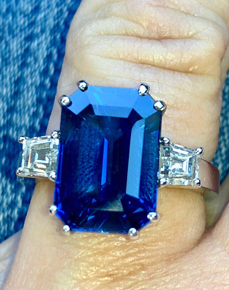 GIA AGL Certified 7.92 Carat No Heat Octagonal Cut Siam Sapphire ...