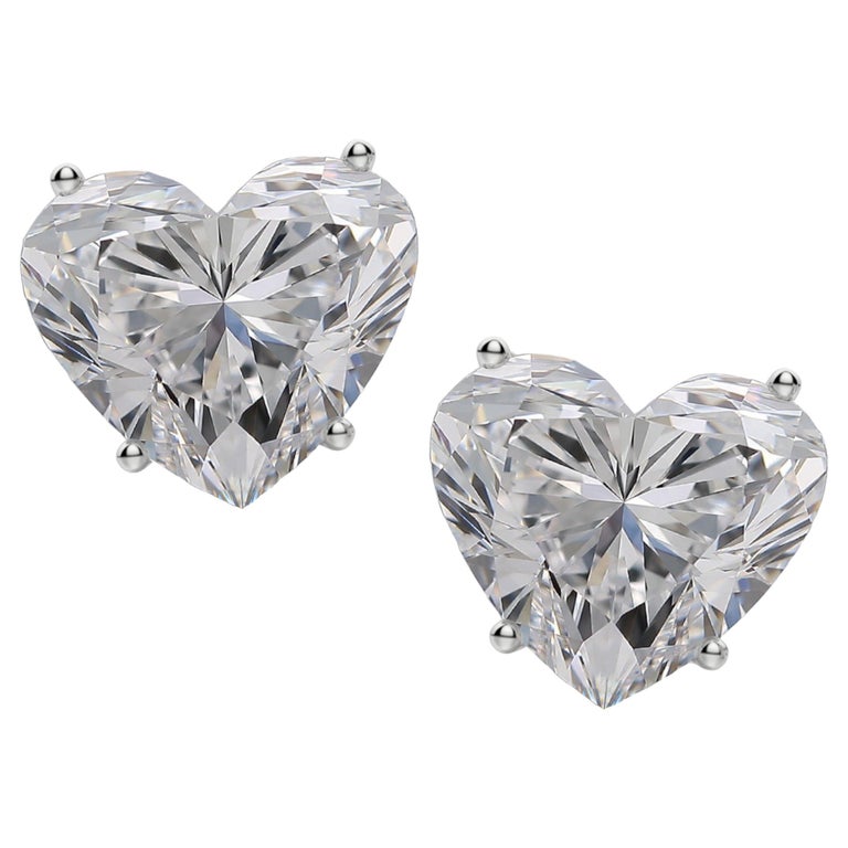 GIA Certified 8 Carat Heart Shape Diamond Studs For Sale at 1stDibs