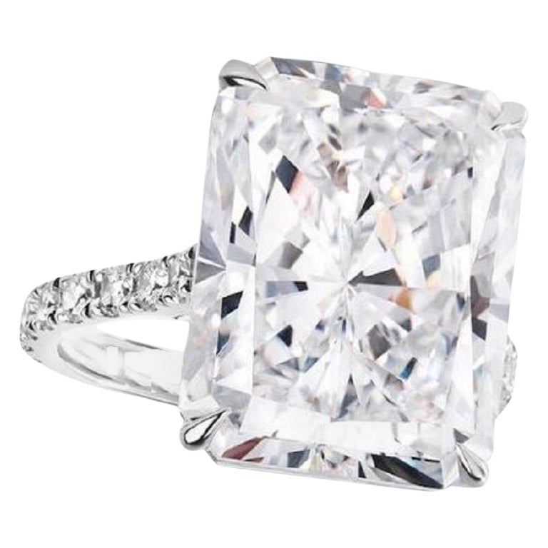 GIA Certified 8.04 Carat Long Radiant Cut Diamond Ring D Color Flawless ...