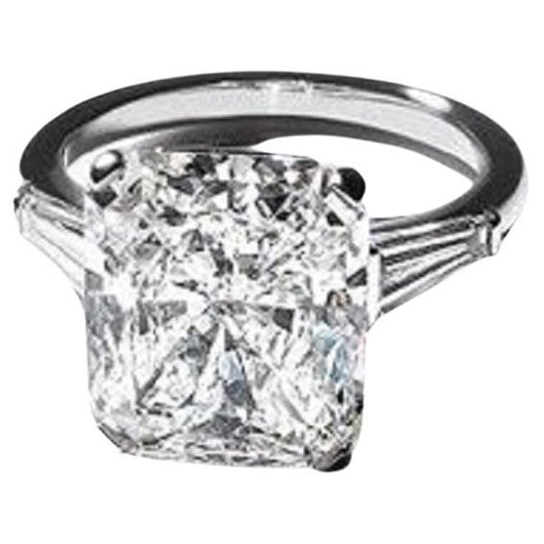 GIA Certified 8 Carat Radiant Cut Diamond Platinum Ring Flawless For ...