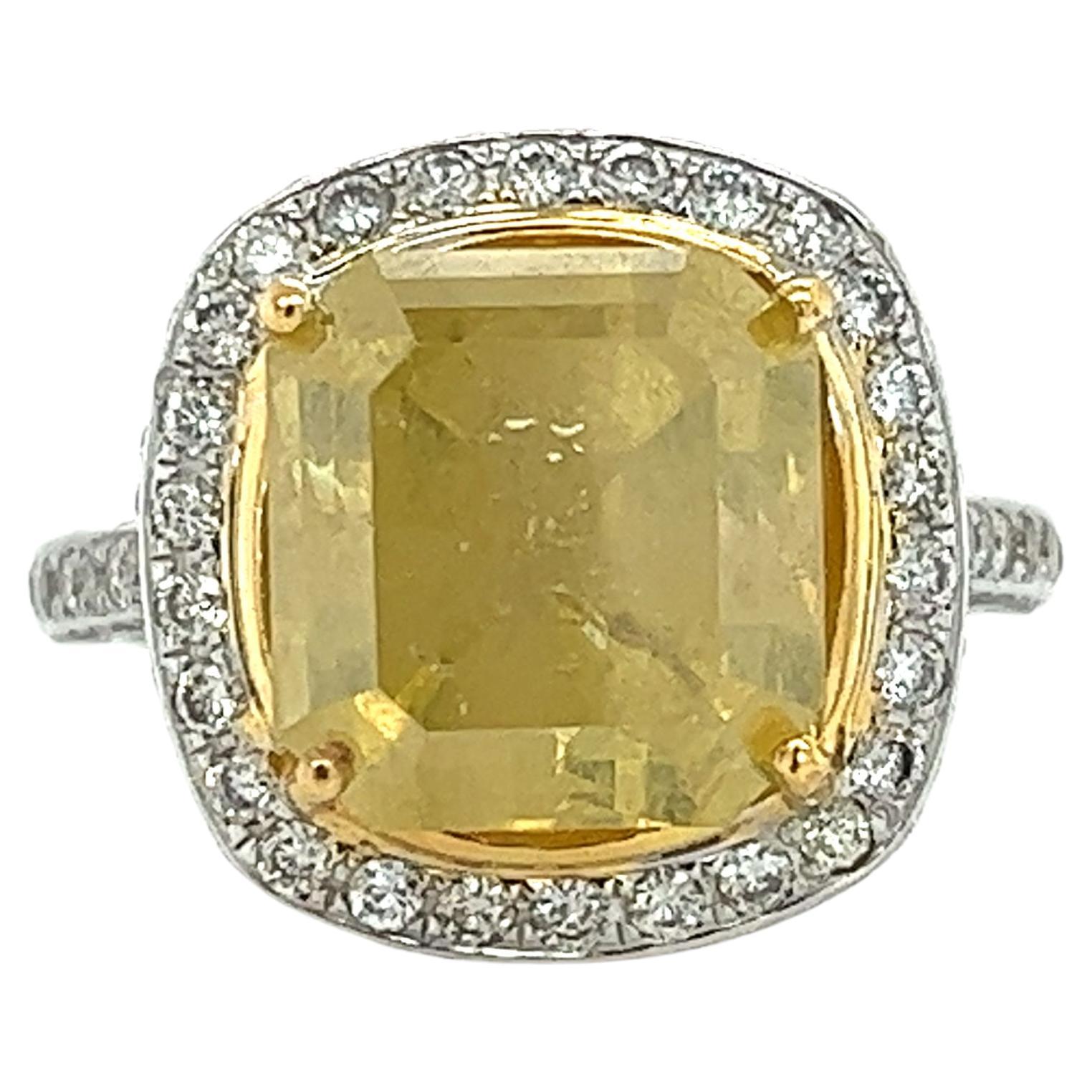 GIA Certified 8.04 Carat Fancy Deep Yellow Natural Diamond Ring in 18K ...