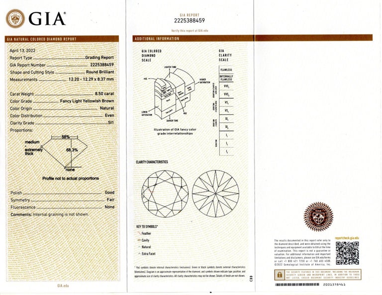 GIA Certified 8.50 Ct Round Cut Fancy Color Diamond Men's Ring For Sale ...