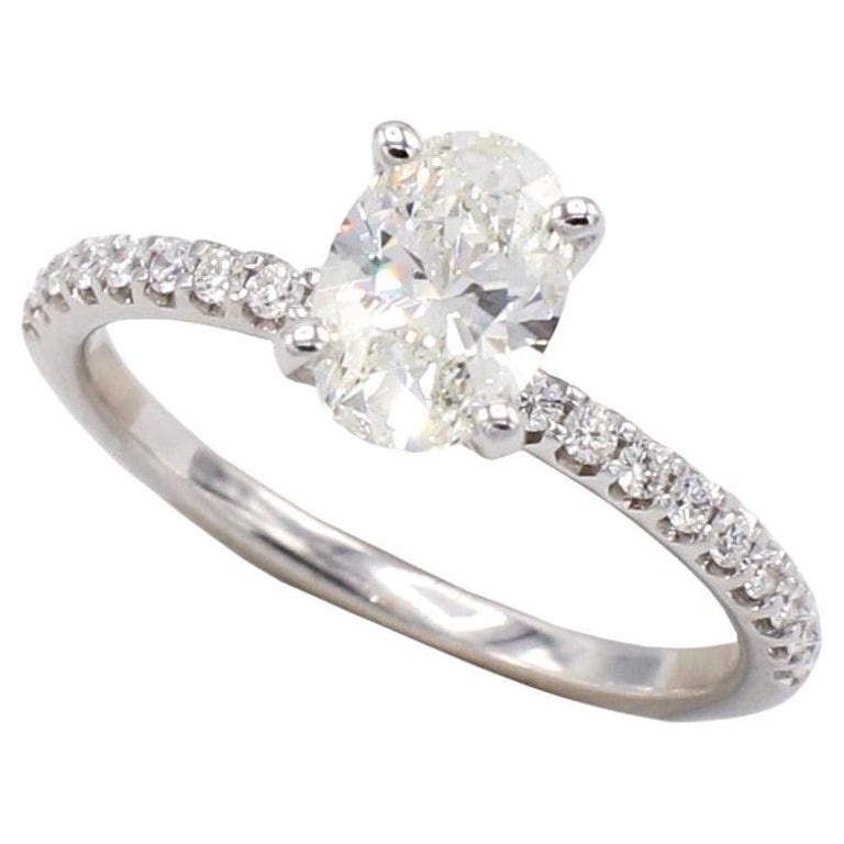 GIA Certified .90 Carat Oval I SI2 Diamond White Gold Engagement Ring ...