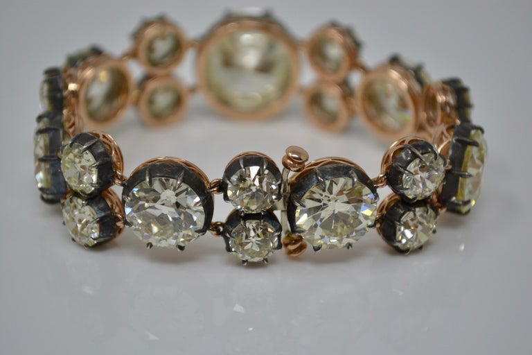 GIA Certified 92.23 Carat Old Cut Antique Style Diamond Bracelet at 1stDibs