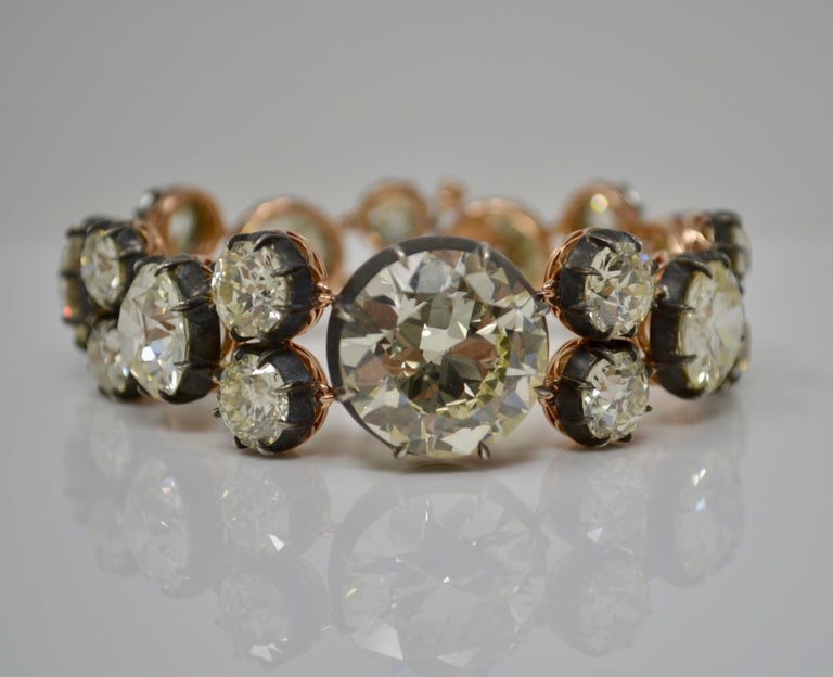 GIA Certified 92.23 Carat Old Cut Antique Style Diamond Bracelet at 1stDibs
