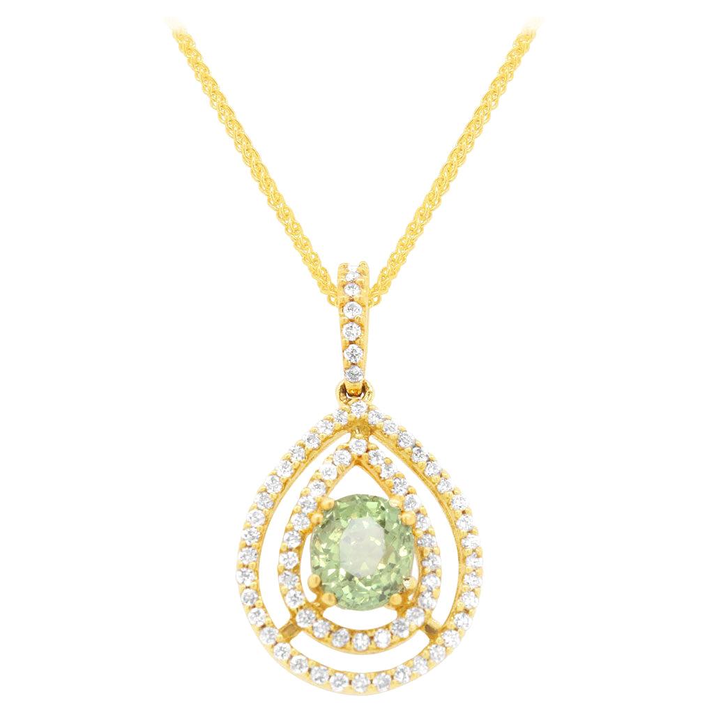 Oval GIA Natural Alexandrite Diamond Cluster Rose Gold Pendant 0.75 ...