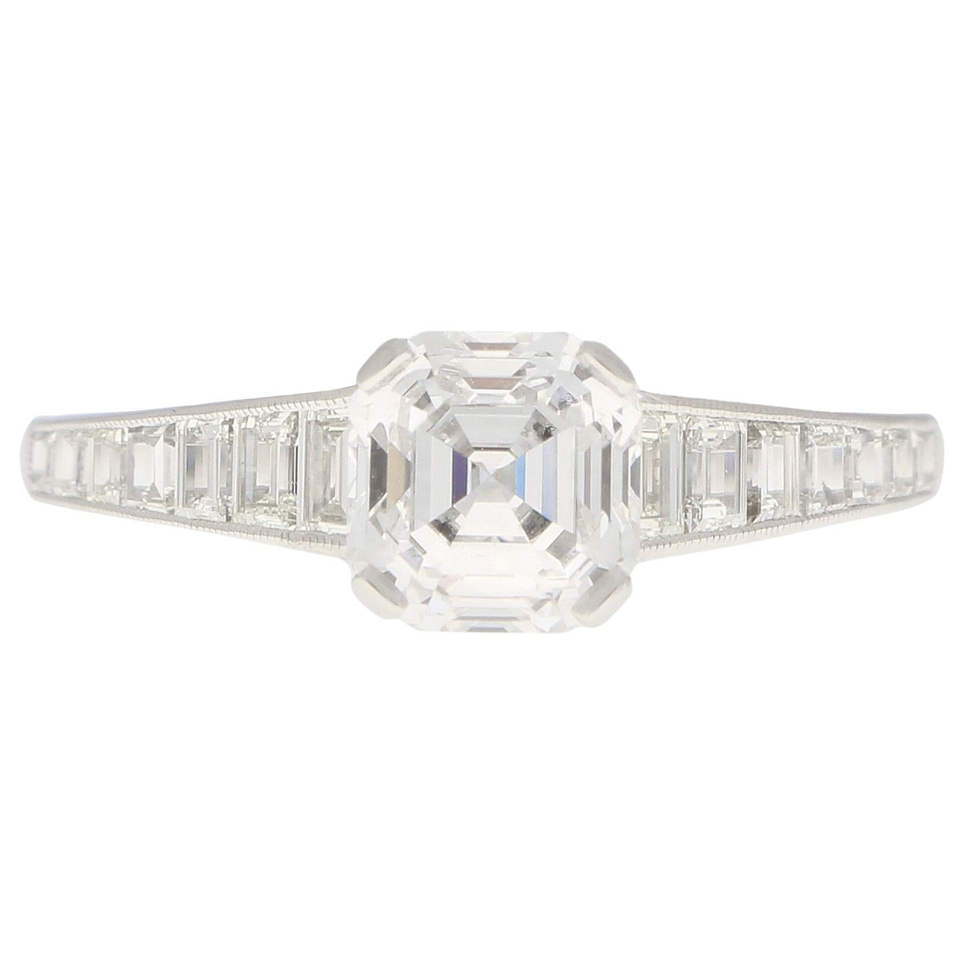 Asscher Cut Diamond Engagement Ring at 1stDibs