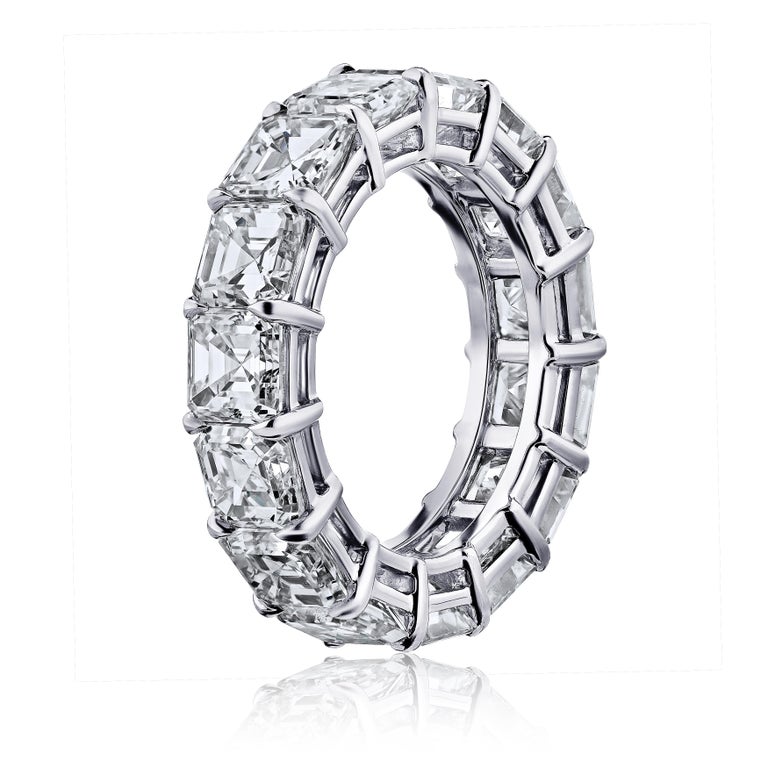 GIA Certified Asher Cut 8.00 Carat Diamond Ring Platinum Eternity Band ...