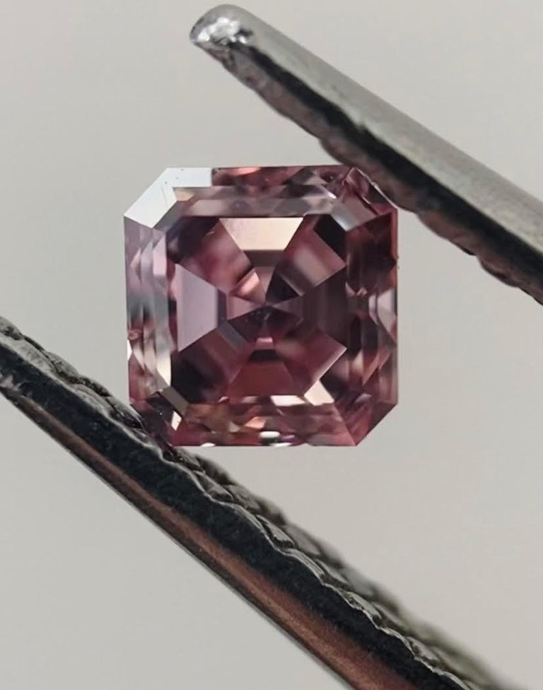 GIA Certified Asscher 0.38 Carat Natural Loose Argyle Fancy Intense ...