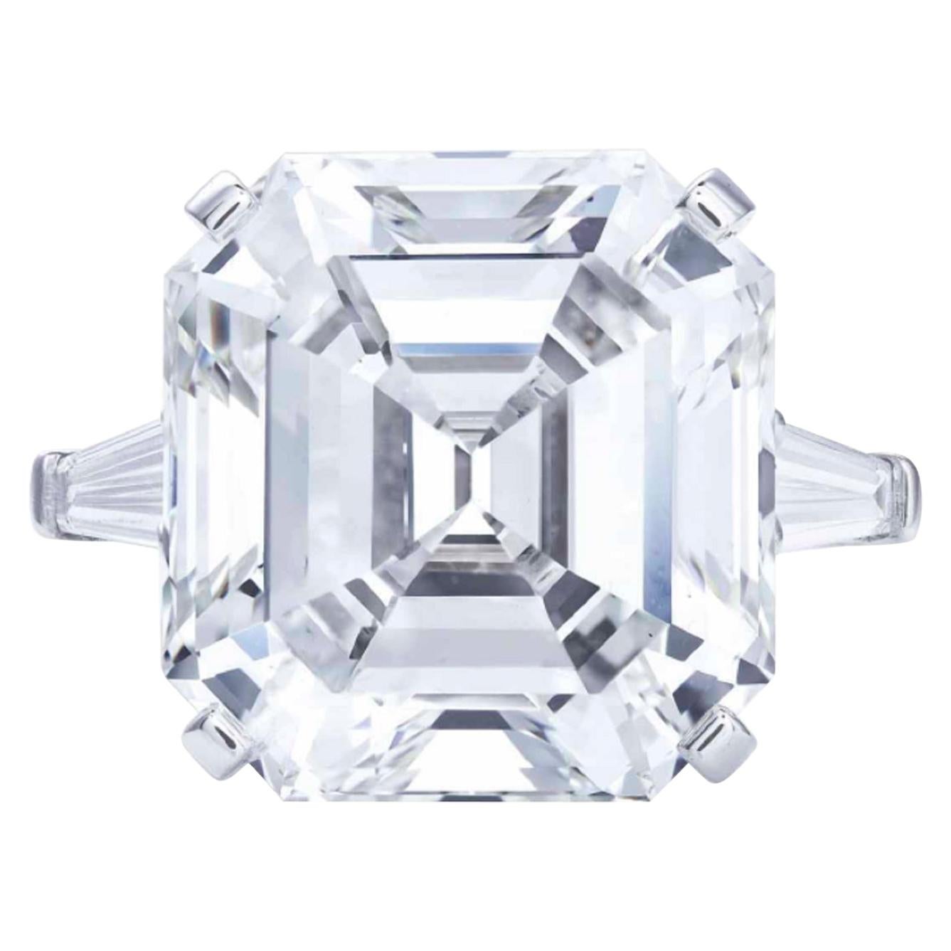 GIA Certified 3.02 Carat Asscher Cut Diamond Art Nouveau Ring For Sale ...