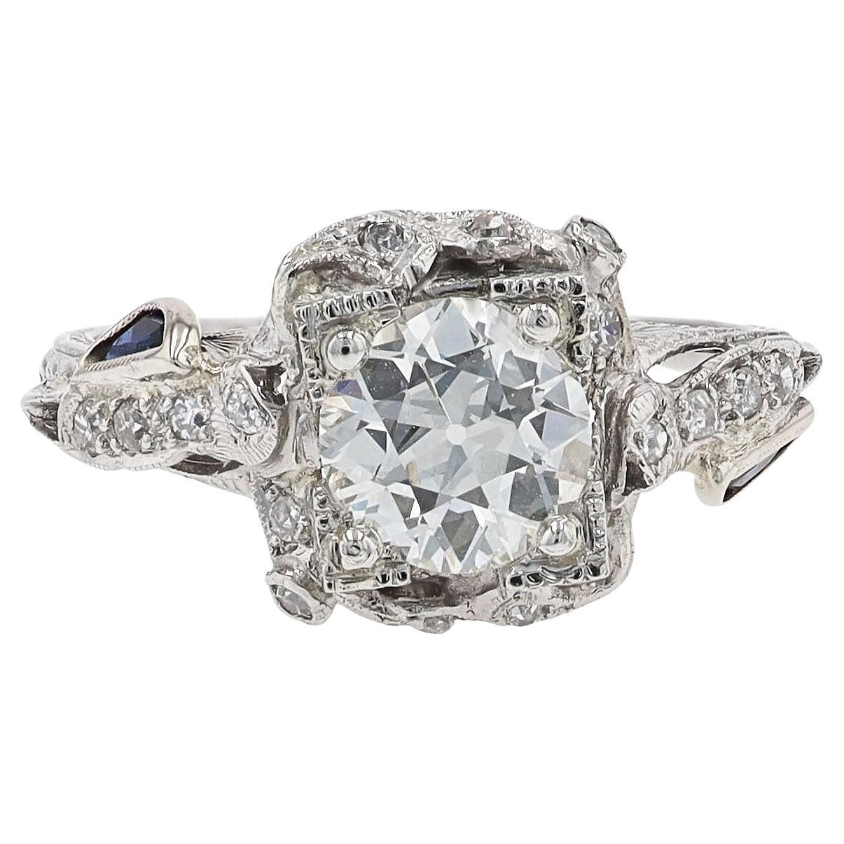 Antique GIA Certified 3.11ct Diamond Engagement Ring For Sale at 1stDibs