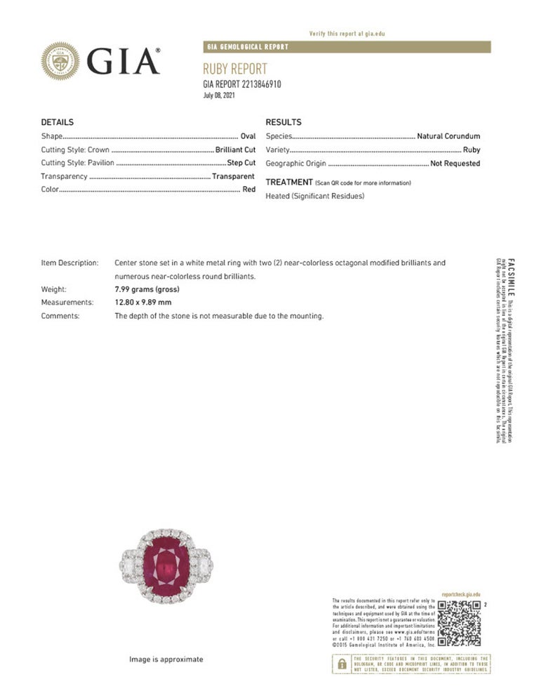 GIA Certified Beautiful 3, Stone Ruby 'Oval Cut' and Diamond Ring For ...