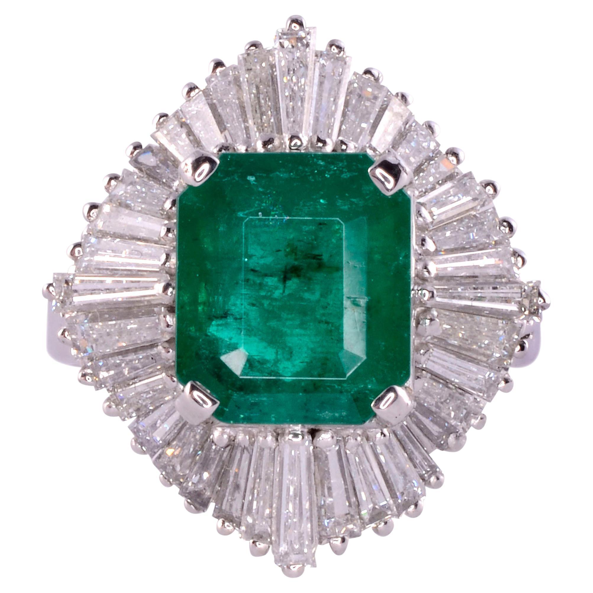 Men's 2.5 Carat Certified Colombian Emerald Ring in Gold With Diamonds ...