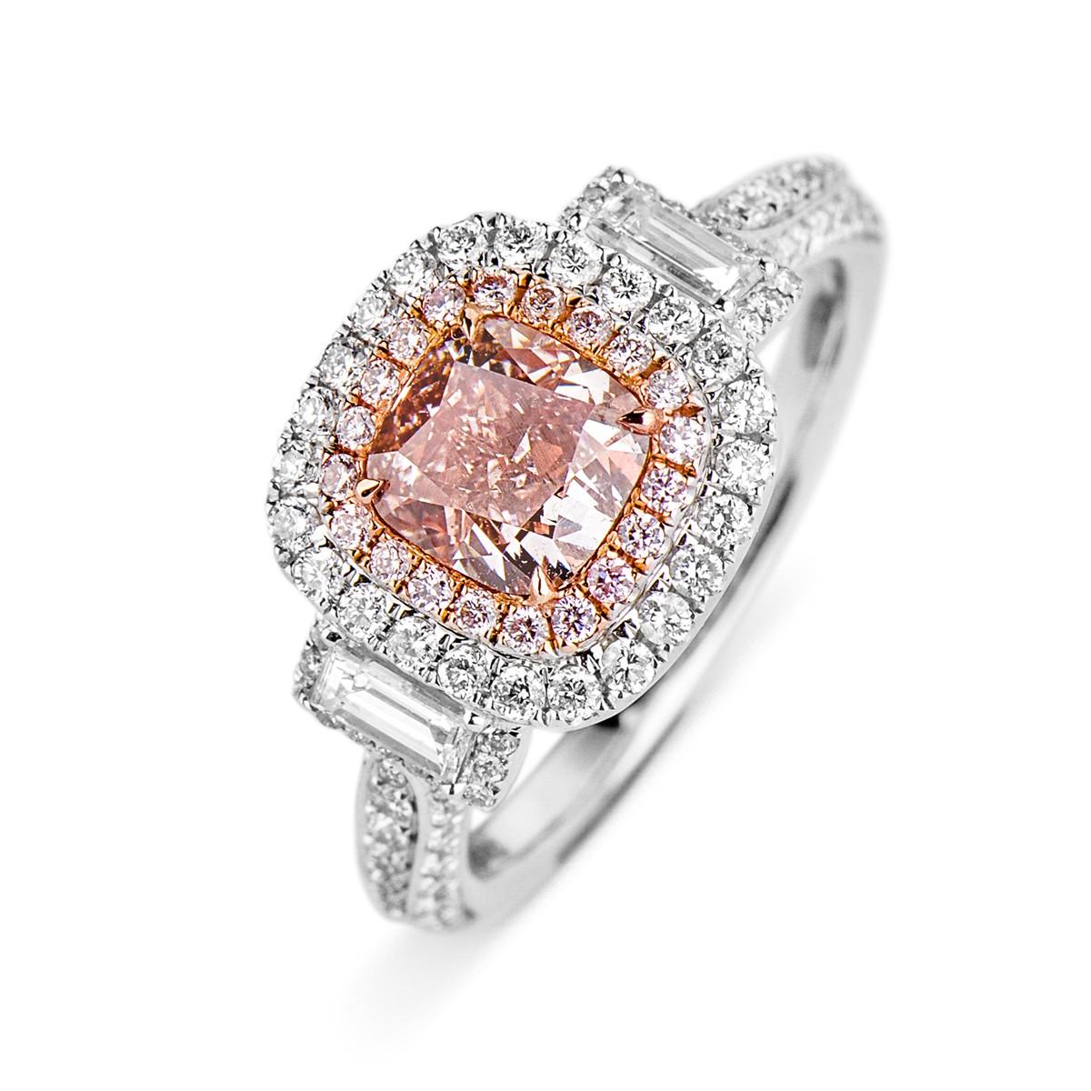 GIA Certified Cushion Cut Fancy Pink Diamond Ring, 2.03 Carat at ...