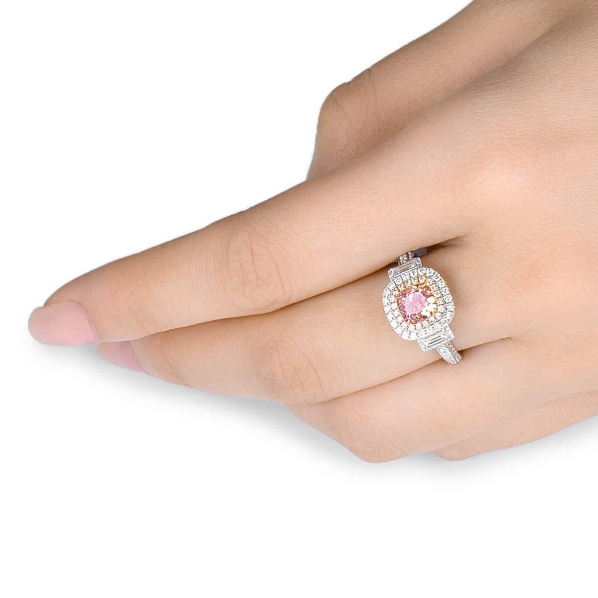 GIA Certified Cushion Cut Fancy Pink Diamond Ring, 2.03 Carat at ...