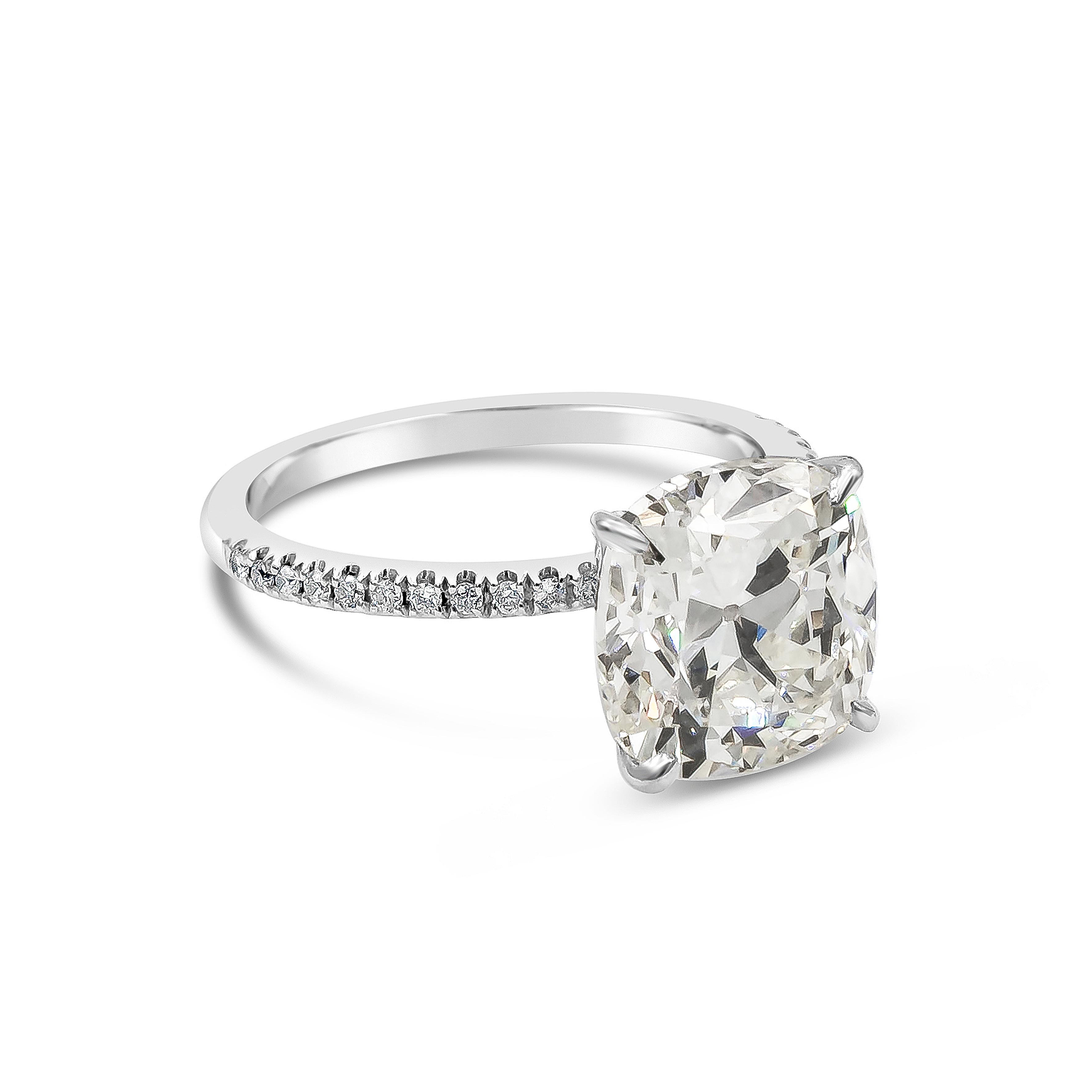 Roman Malakov 4.69 Carats Cushion Old Mine Cut Diamond Pave Engagement ...