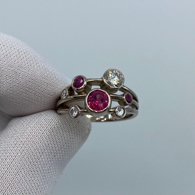 GIA Certified Diamond and Ruby Raindance Style 18 Karat White Gold ...