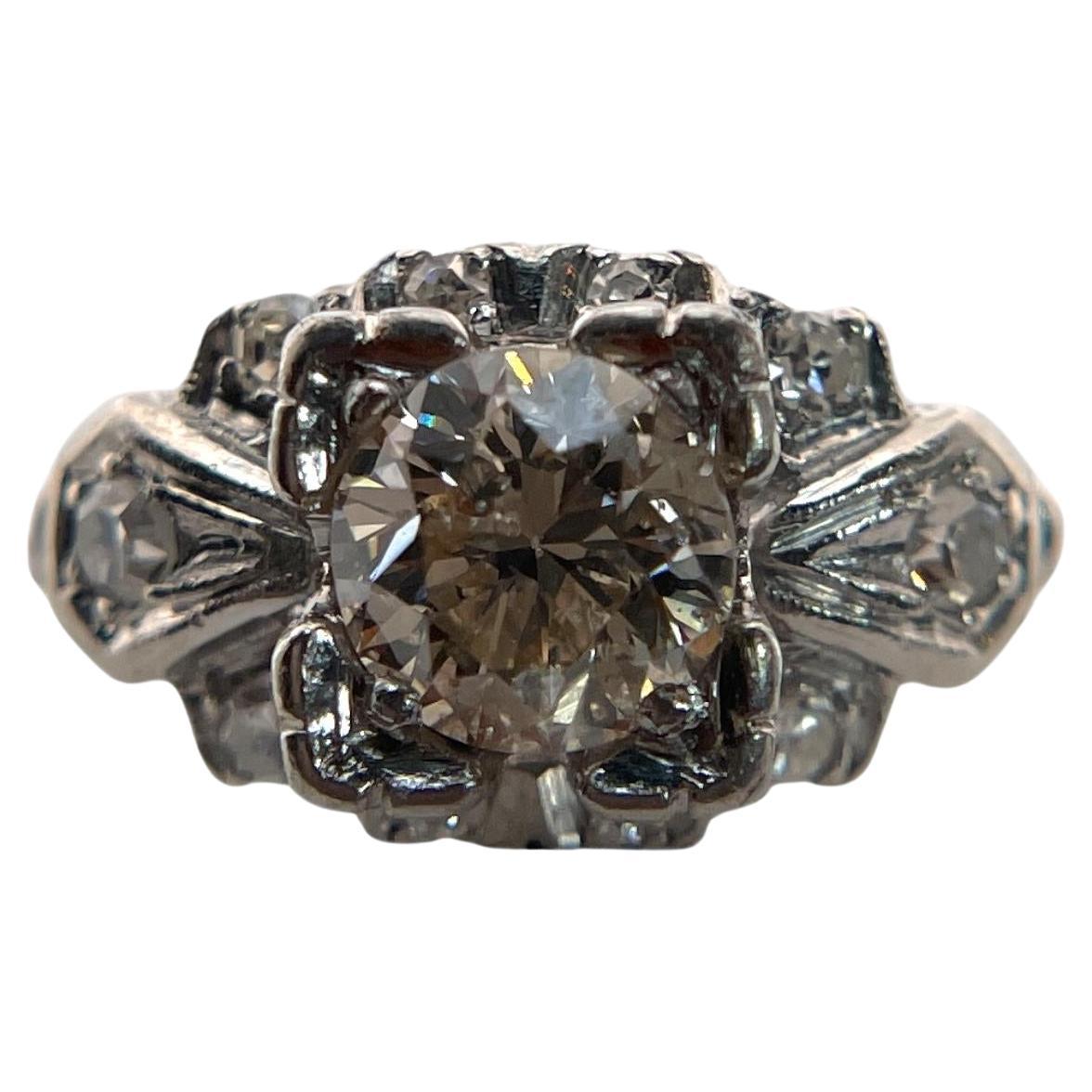 GIA Certified Diamond Art Deco Platinum Ring For Sale at 1stDibs
