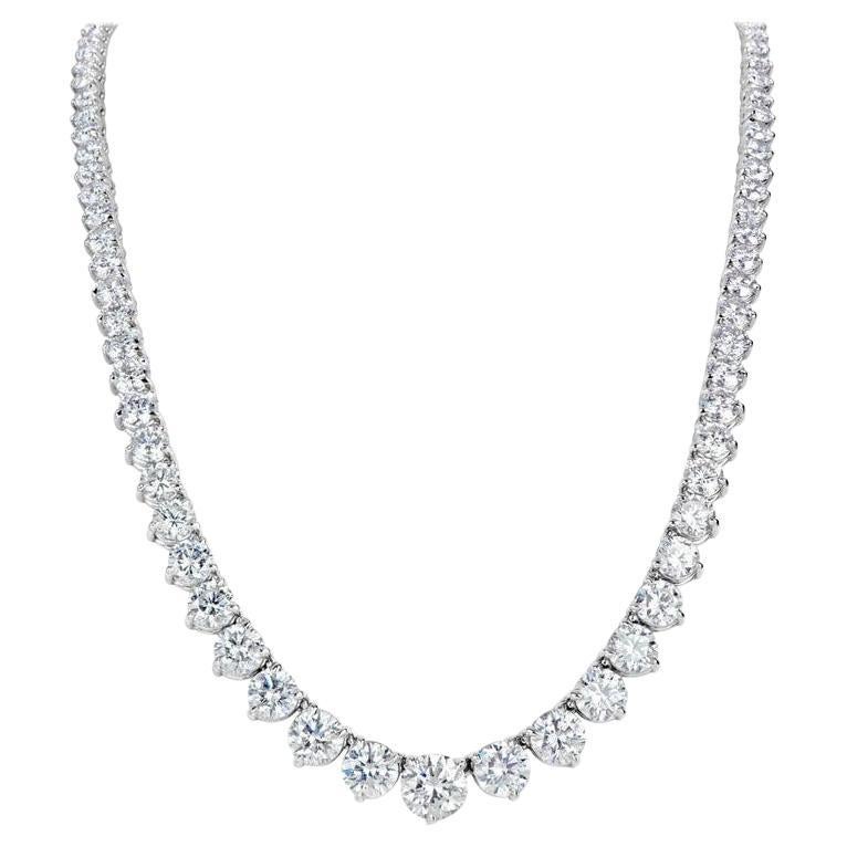 GIA Certified Diamond Riviere Necklace 17 Carats G-H SI1-2 18 Karat ...