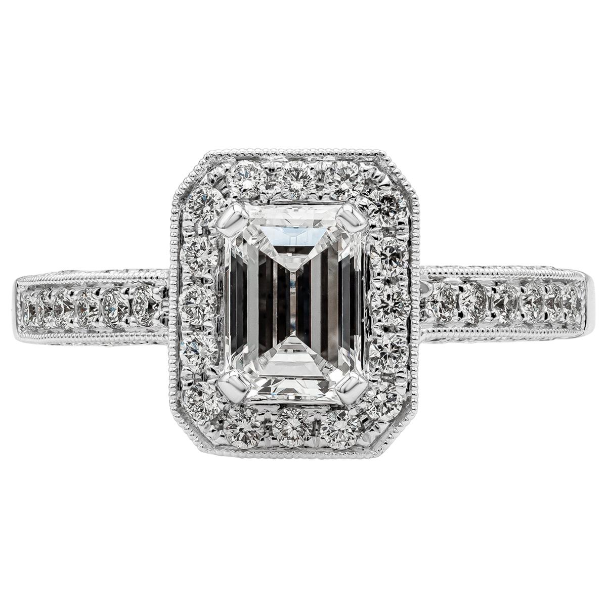 GIA Certified 2.45 Carat Emerald Cut Halo Cluster Engagement Ring in ...