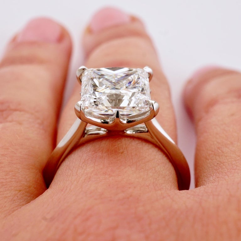 GIA Certified Engagement Ring Set with 4.02 Carat Princess Cut Diamond ... GIA Certified Engagement Ring Set with 4.02 Carat Princess Cut Diamond ...