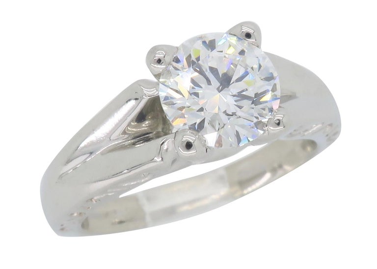 GIA Certified Excellent Cut Diamond Set in Platinum at 1stDibs