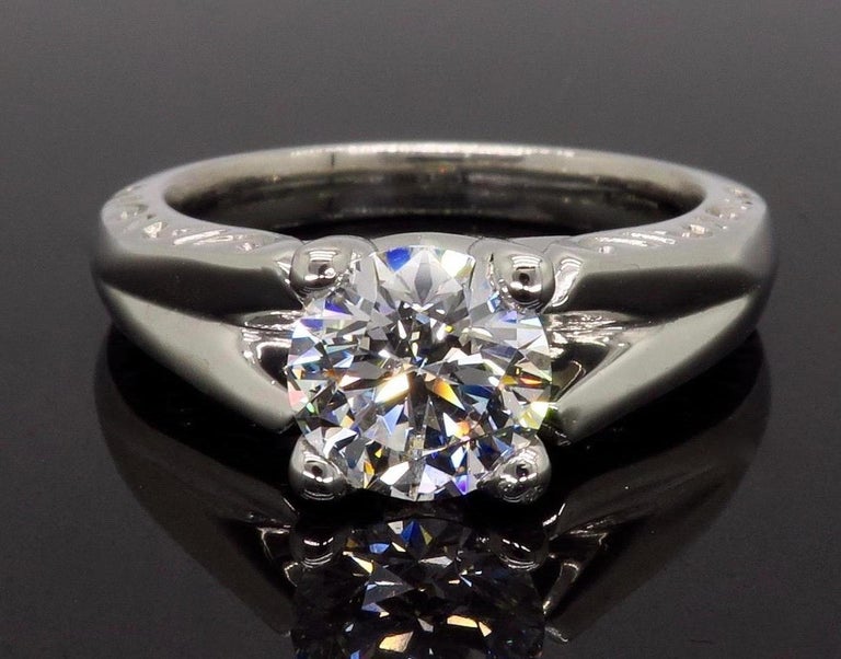 GIA Certified Excellent Cut Diamond Set in Platinum at 1stDibs