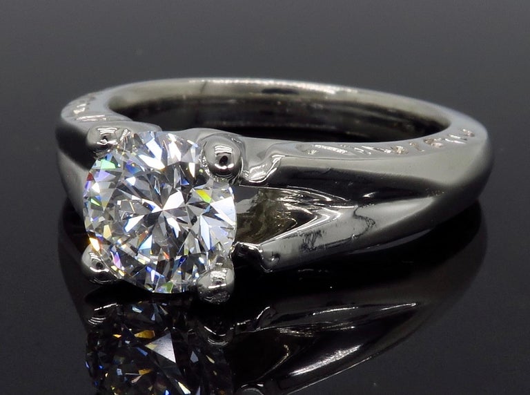 GIA Certified Excellent Cut Diamond Set in Platinum at 1stDibs