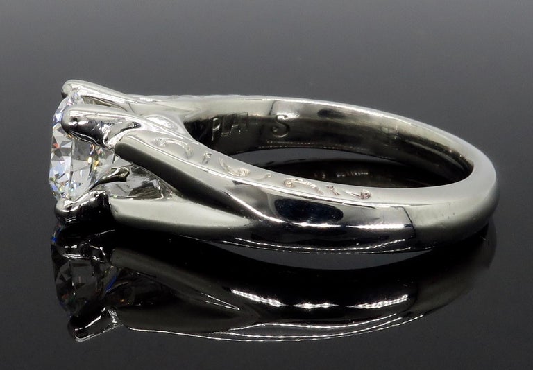 GIA Certified Excellent Cut Diamond Set in Platinum at 1stDibs