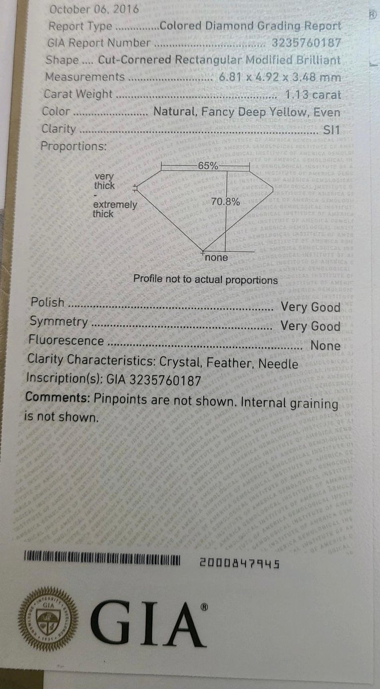 GIA Certified Fancy Deep Yellow Radiant Cut Diamond Engagement Ring For ...