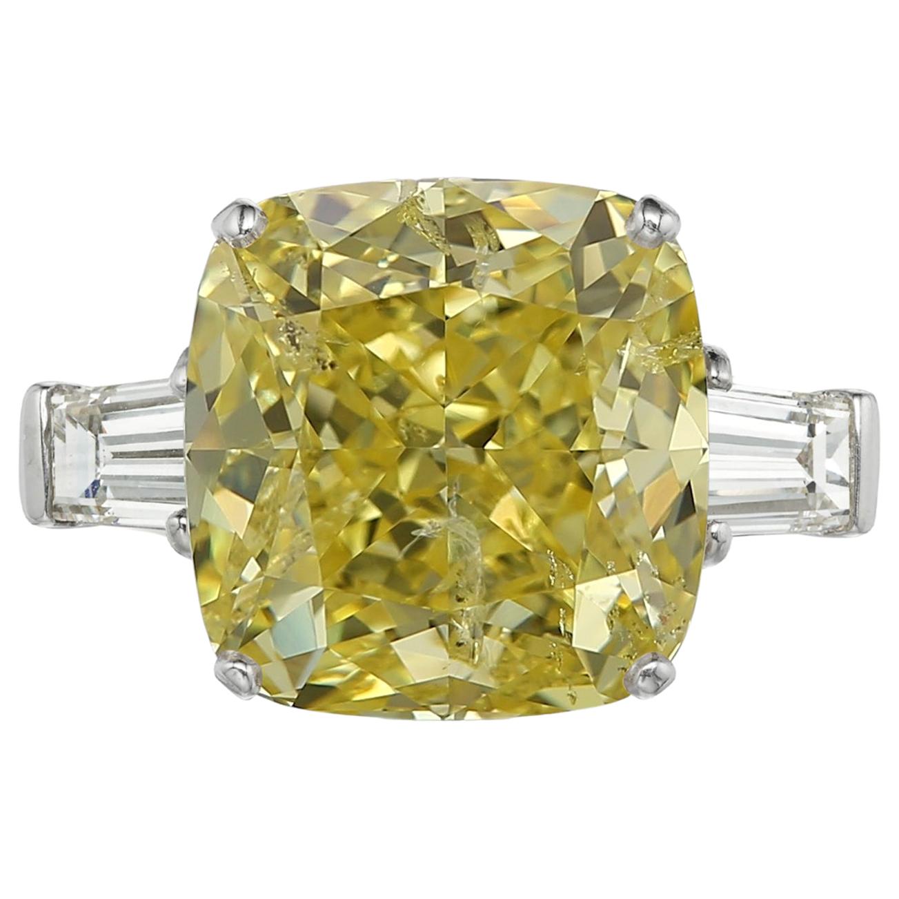 GIA Certified 2.46 Carat Fancy Dark Yellow Brown Diamond Ring Platinum ...