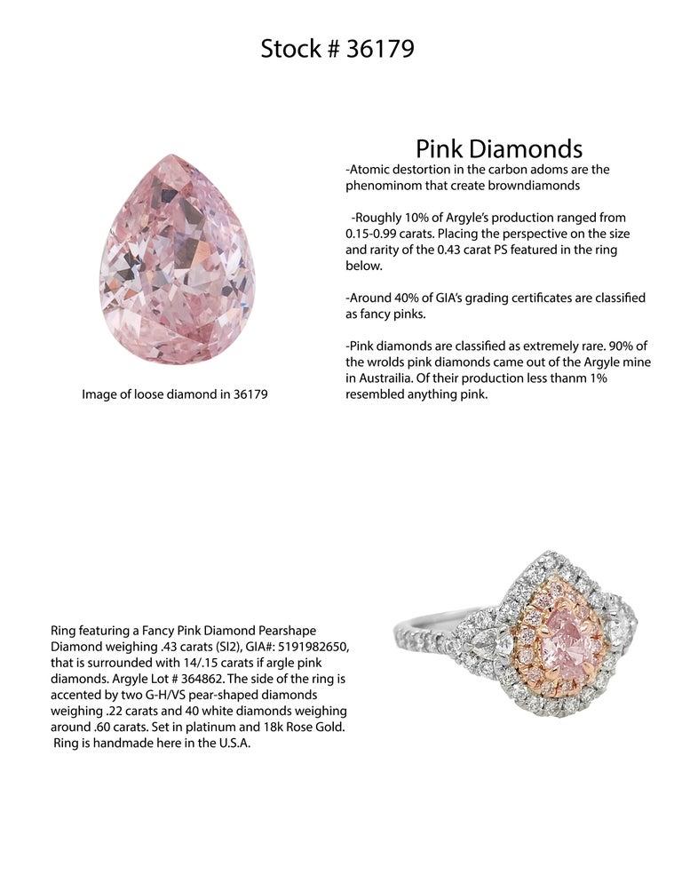 GIA Certified Fancy Intense Purplish Pink Pear Shape Diamond Handmade ...