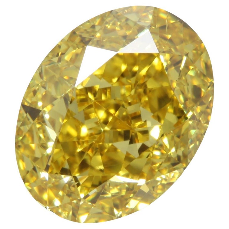 GIA Certified Fancy Vivid Yellow Oval Diamond Solitaire Ring For Sale ...