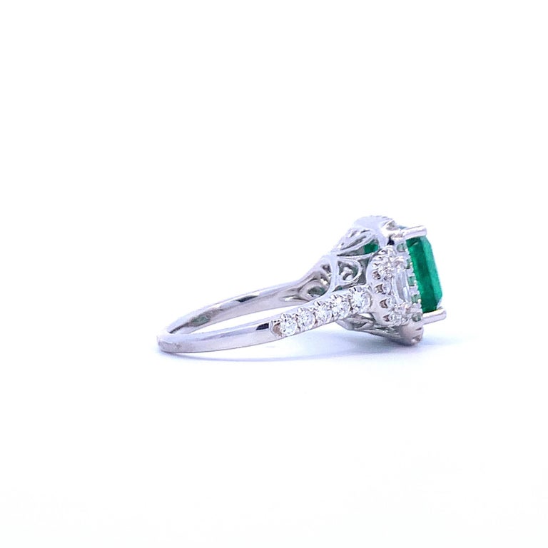 GIA Certified Hybrid Square Emerald Ring 'Ref #17943' For Sale at 1stDibs