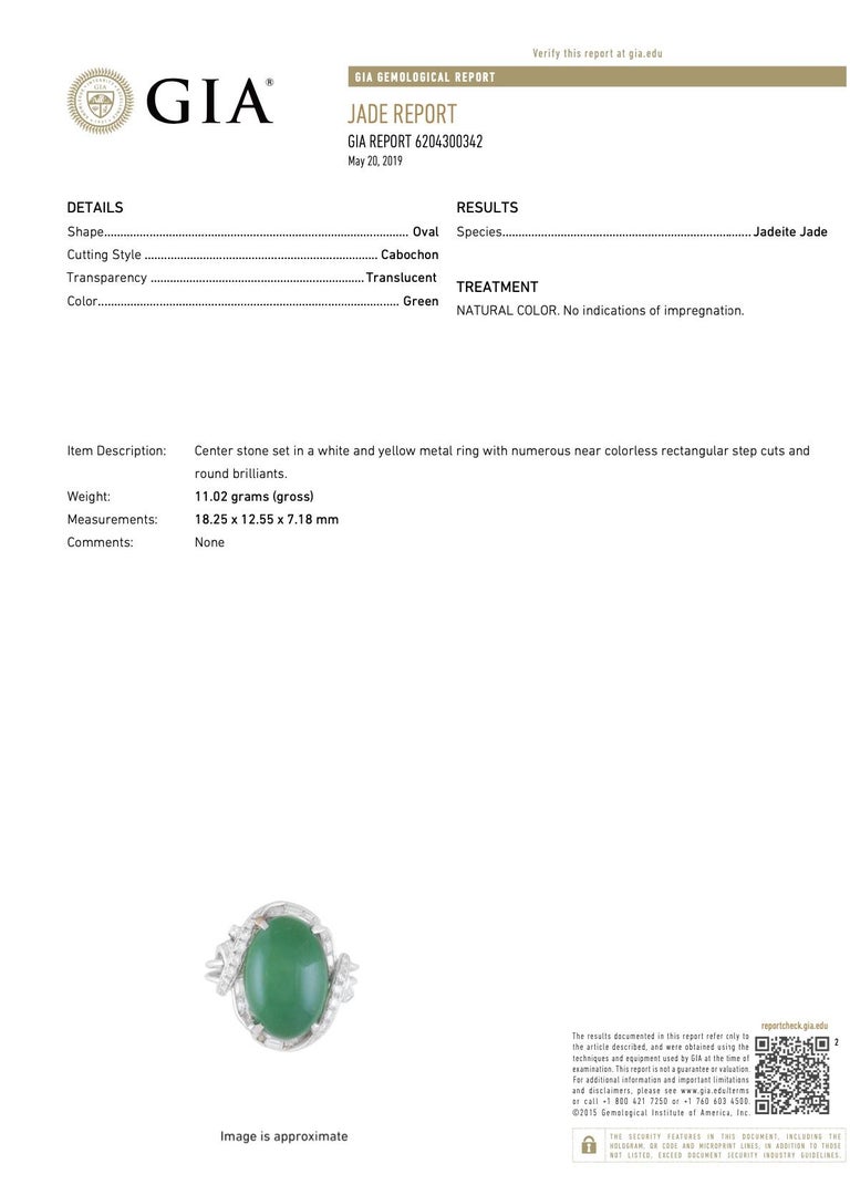 GIA Certified Imperial Jadeite Jade Type A Ring In Vintage Platinum ...