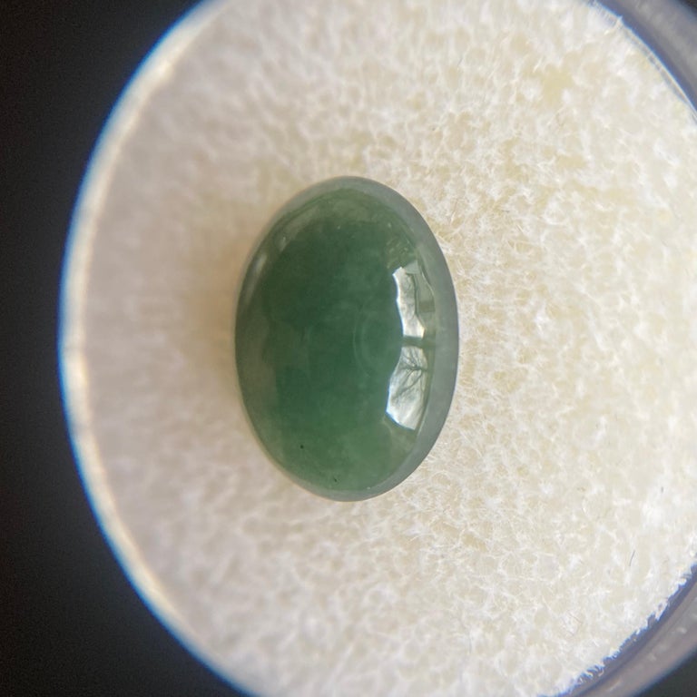 GIA Certified Jadeite Jade ‘A’ Grade 3.38 Carat Deep Green Oval ...