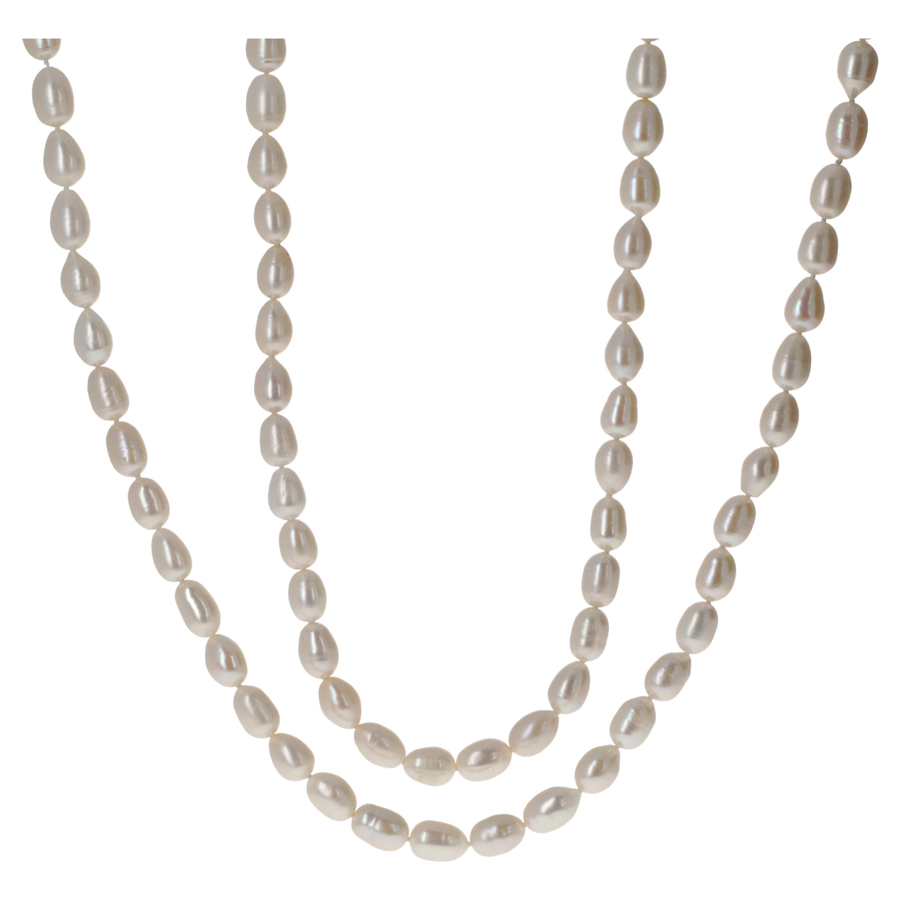 GIA Certified Long Strand of Natural Freshwater Pearls For Sale at 1stDibs