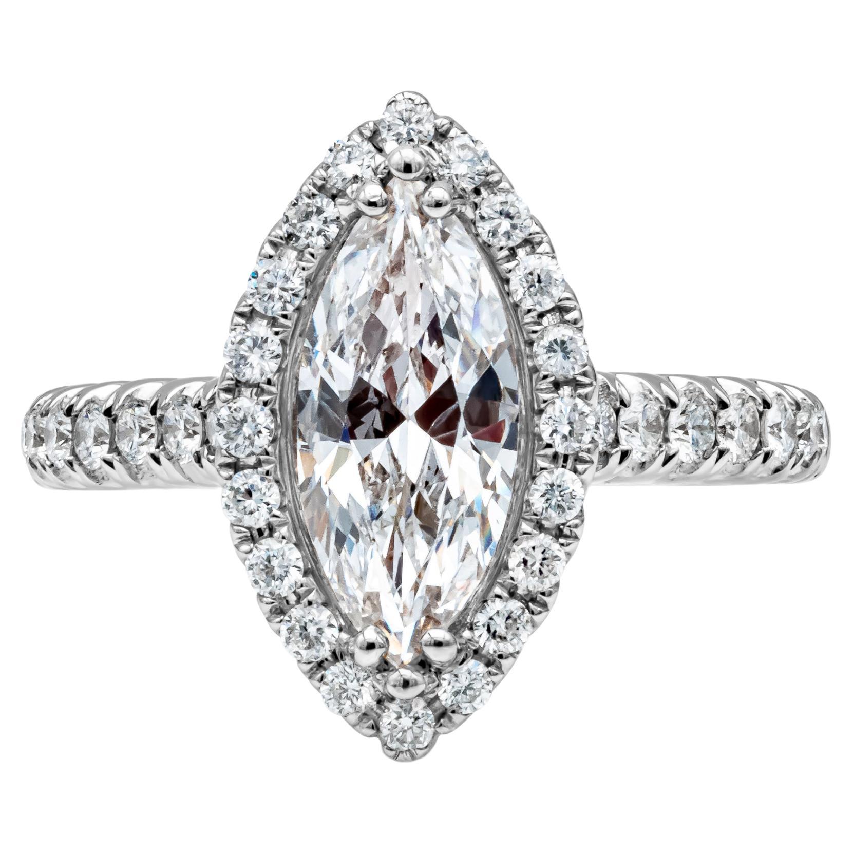 Round Diamond Halo Engagement Ring, 1.2 Center, 1.7 Carat Total For ...