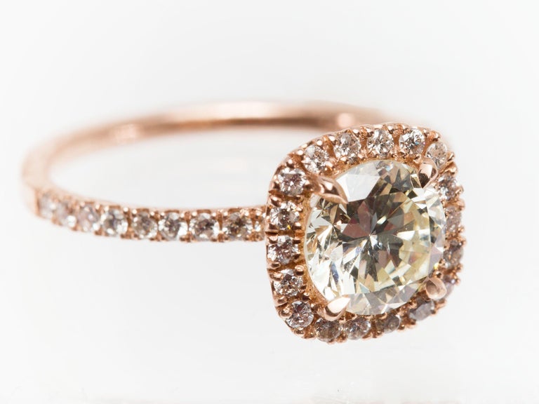 GIA Certified Modern Halo Solitaire 1.23 Carat Diamond Ring in 14 Karat ...