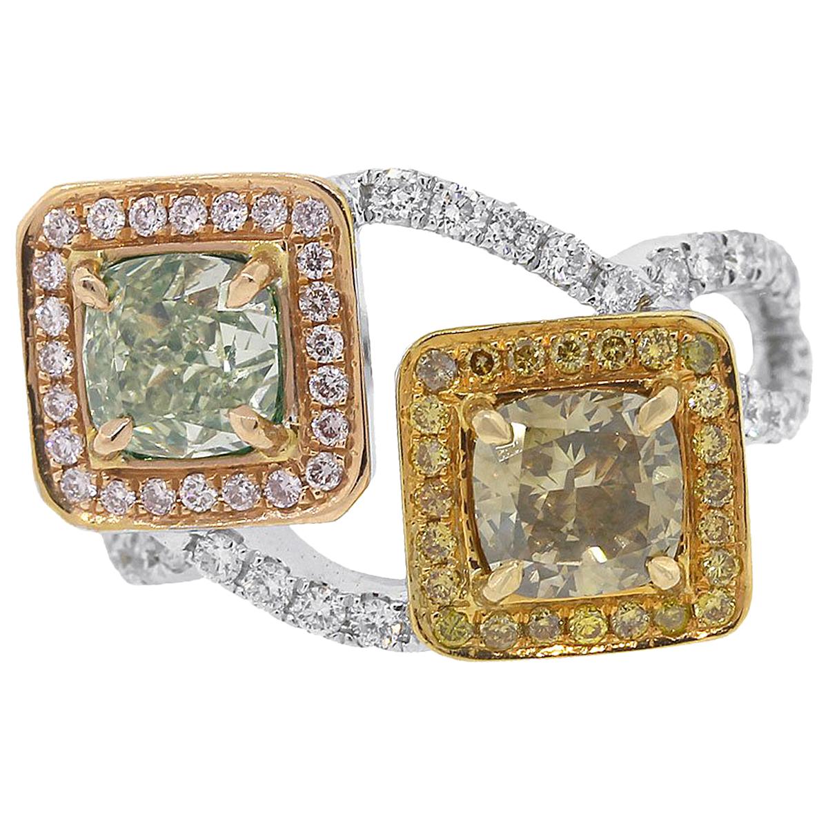 Three-Strand Multi Diamond Ring For Sale at 1stDibs | multi strand ...