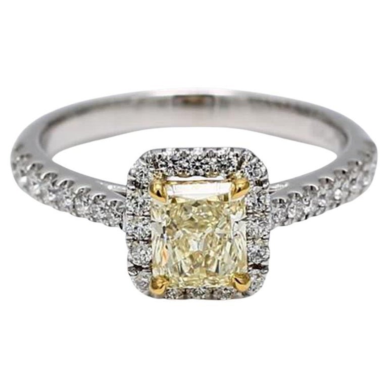 GIA Certified Natural Yellow Radiant and White Diamond 1.33 Carat TW ...