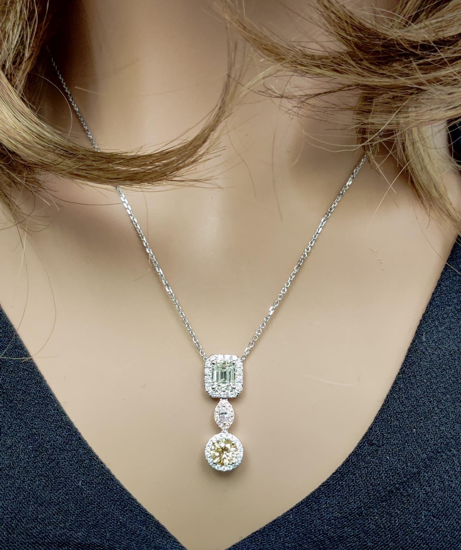 GIA Certified Natural Fancy Color Mix Diamond 2.01 Carat TW Gold Drop ...