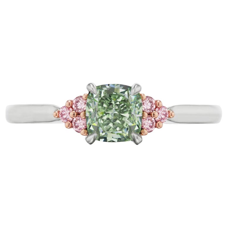 GIA Certified Natural Fancy Green and Pink Diamond Ring For Sale at ...