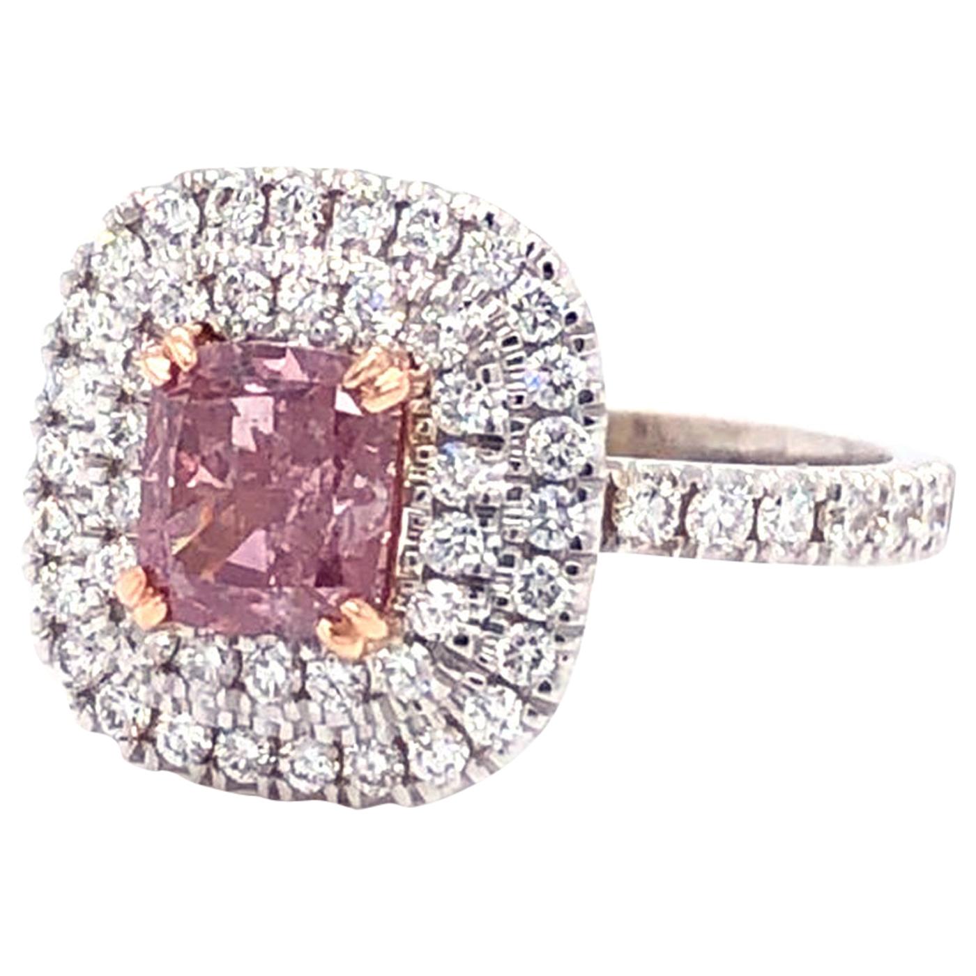 GIA Certified 0.58 Carat Fancy Purple Pink Diamond Ring For Sale at 1stDibs