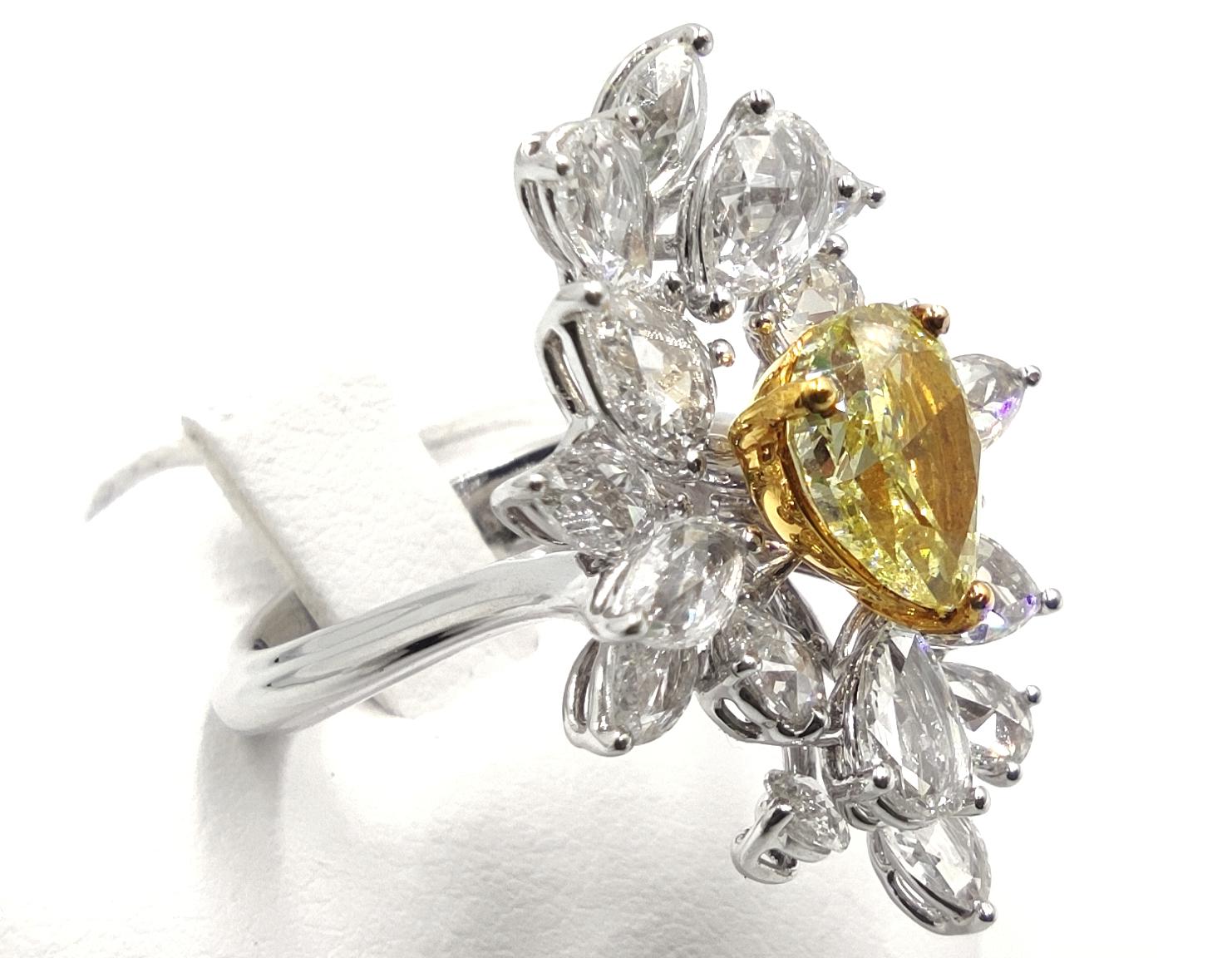 GIA Certified Natural Fancy Light Yellow Pear Diamond 18k White Gold ...