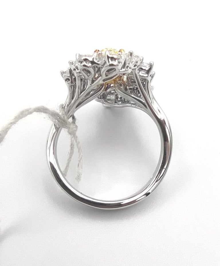 GIA Certified Natural Fancy Yellow Oval Shape Diamond 18k Gold Ring For ...