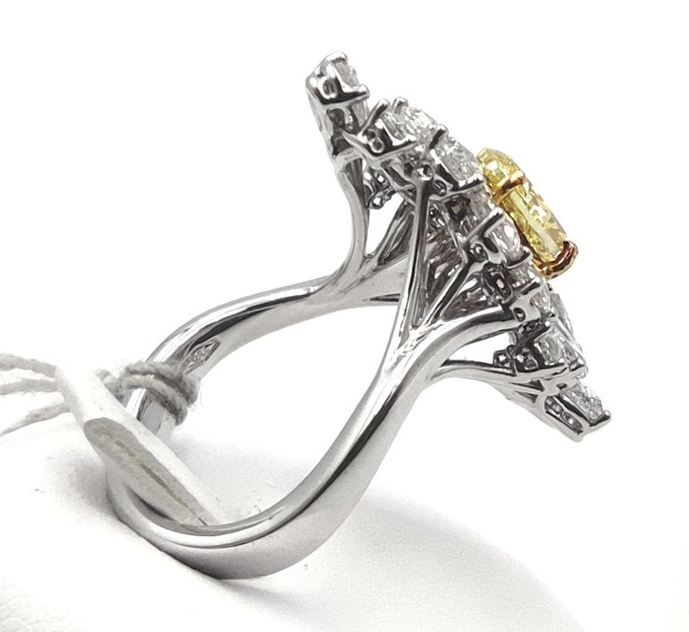 GIA Certified Natural Fancy Yellow Oval Shape Diamond 18k Gold Ring For ...