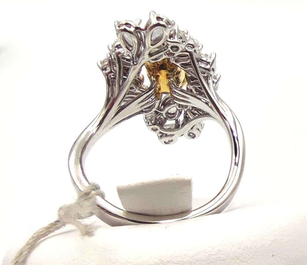 GIA Certified Natural Fancy Yellow Oval Shape Diamond 18k Gold Ring For ...